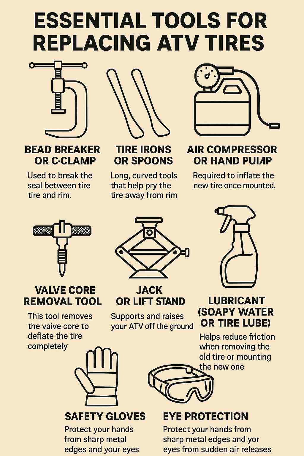 Essential Tools for Replacing ATV Tires at Home